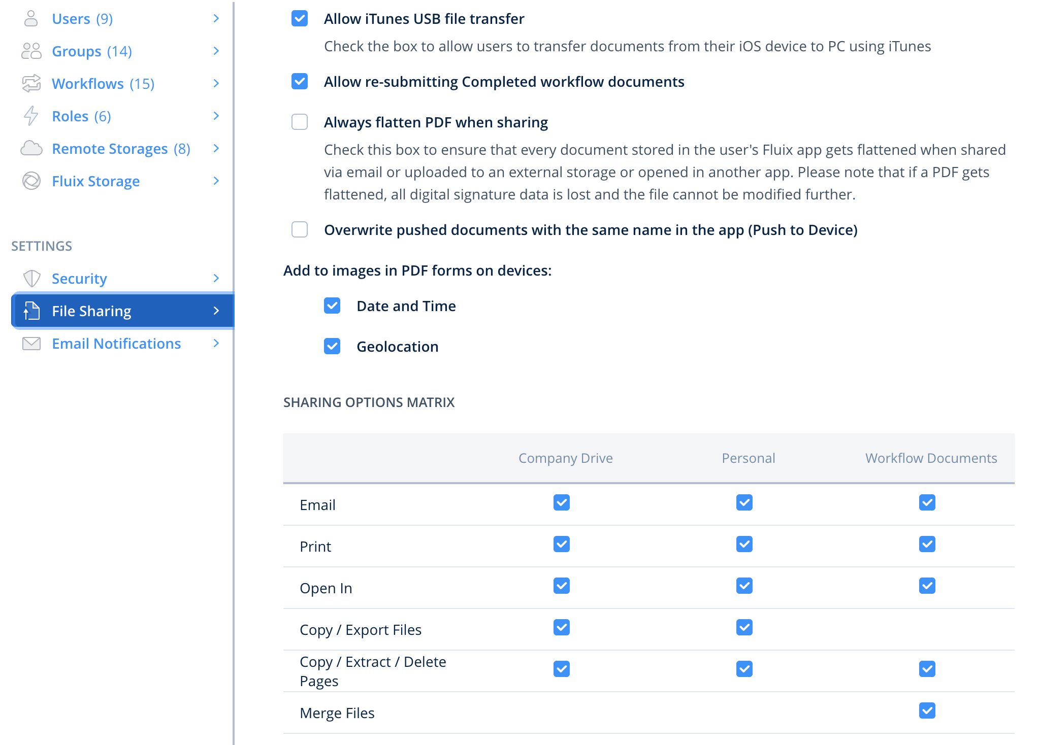 File Sharing Options | Fluix