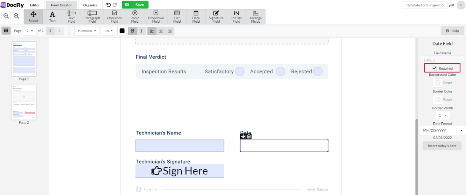How to make a field required in a PDF Form | Fluix