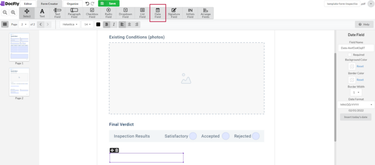 How to add a date field to a PDF form | Fluix