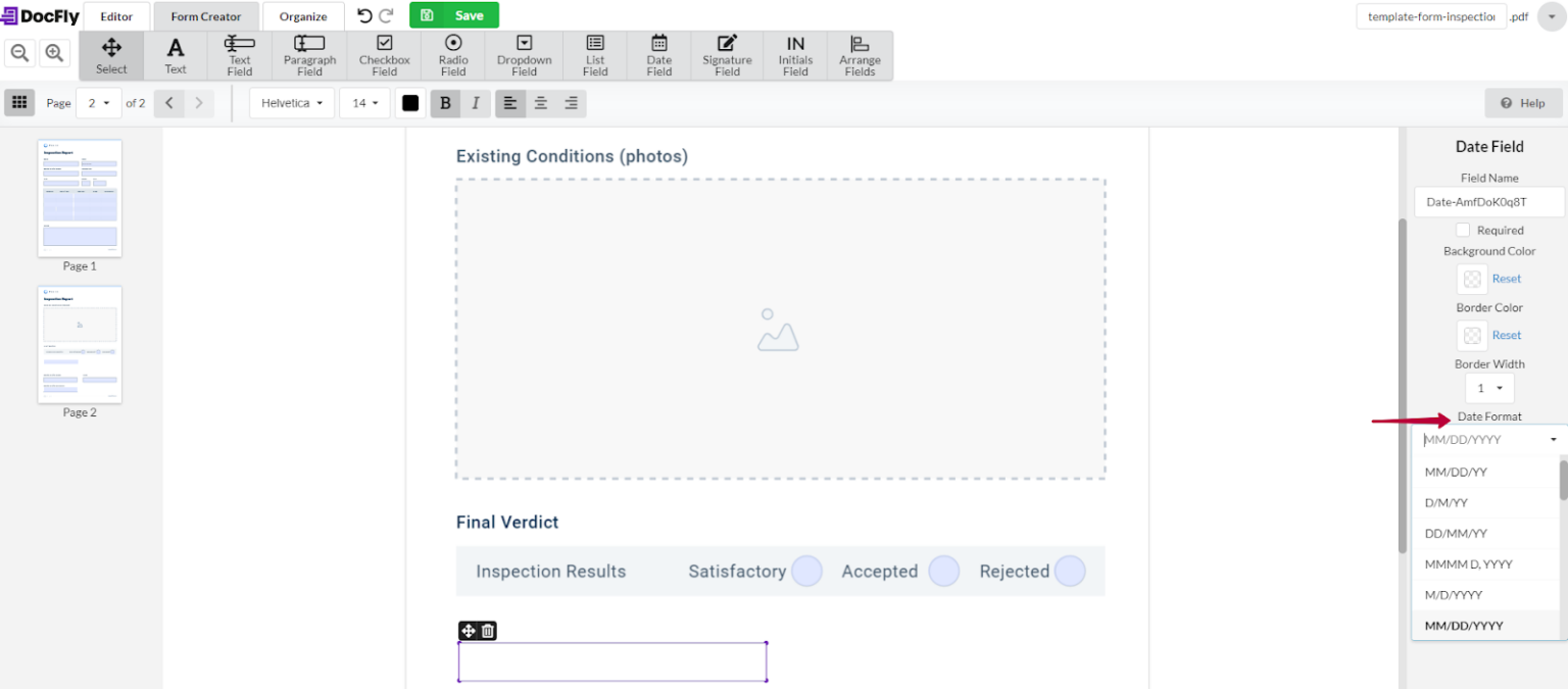 How to add a date field to a PDF form | Fluix